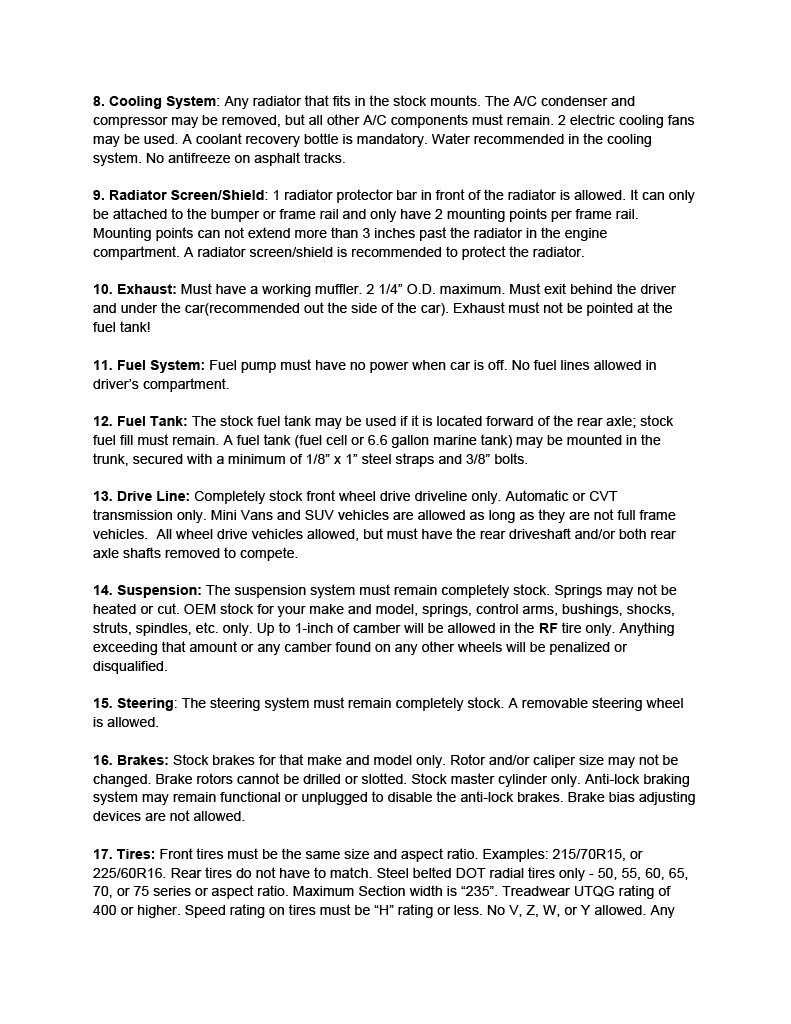 Rules Midwest 6r Series